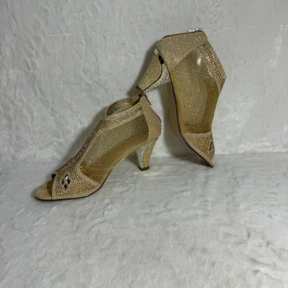 Pierre Dumas | Shoes | Pierre Dumas Gold Mesh Heels With Rhinestones ...